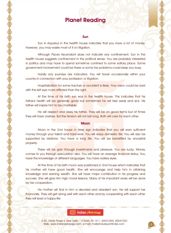 Shani Sadesati Horoscope Report | Indian Astrology